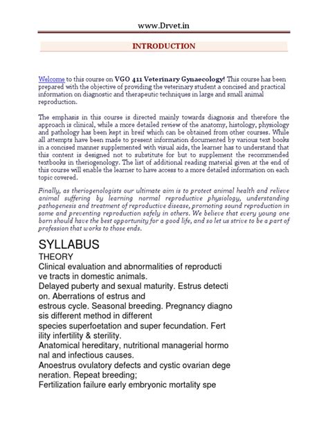 Vgo 411 Veterinary Gynaecology Pdf Vagina Uterus