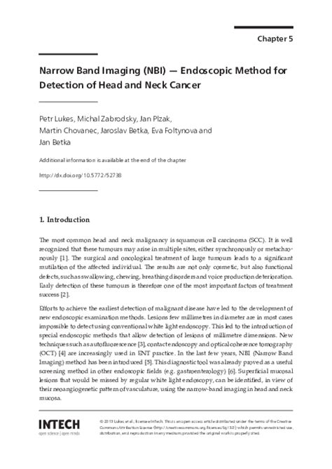 Pdf Narrow Band Imaging Nbi — Endoscopic Method For Detection Of