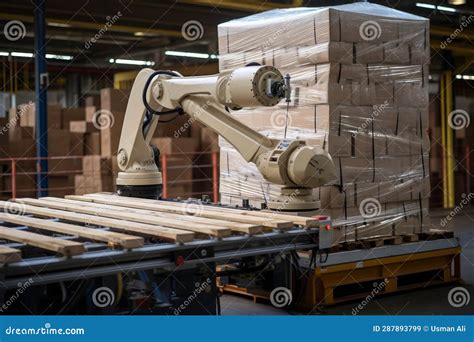Palletizing Robot Loading Heavy Objects Onto Pallets With Motorized