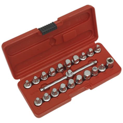 Oil Drain Plug Key Set 21pc 3 8sq Drive Mdtools