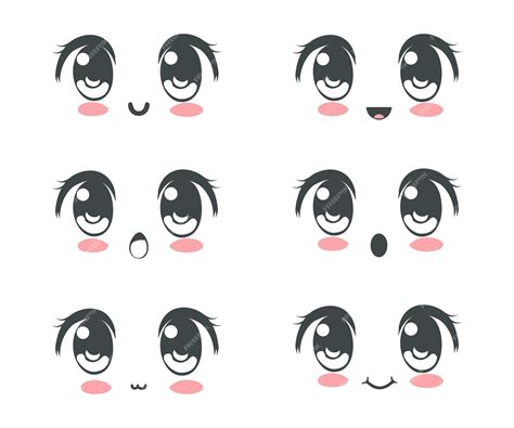 Premium Vector Set Of Cute Cartoon Eyes Set Of Kawaii Face Expressions