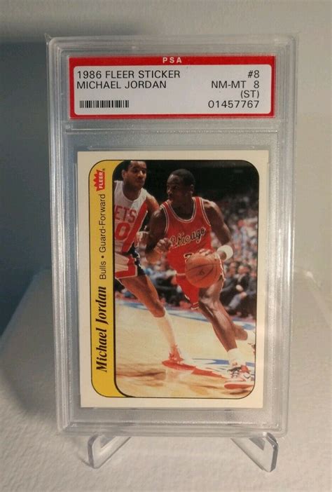 1986 Fleer Sticker Michael Jordan Rookie Card Psa Chicago Bulls 17195127