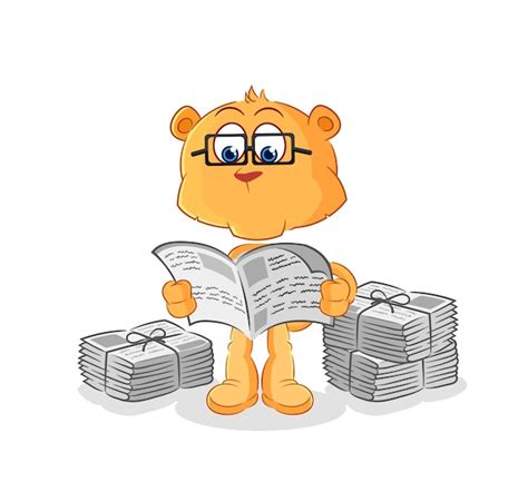 Premium Vector Lioness Read Newspaper Cartoon Character Vector