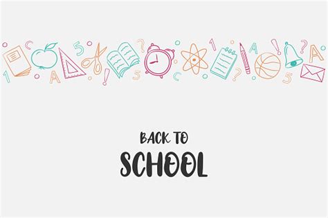 Concept De Retour À Lécole Carte Avec Des Gribouillages Dessinés À La