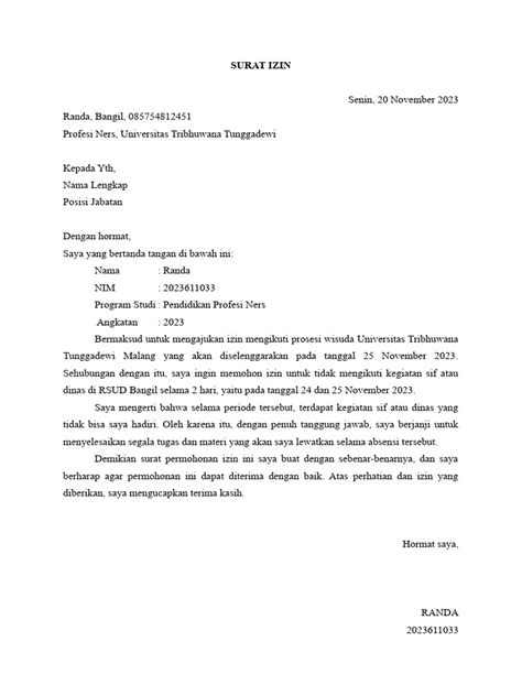 Surat Izin Wisuda Pdf