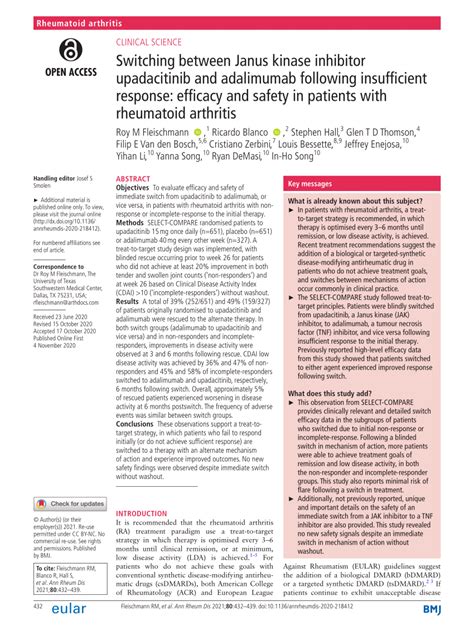 Pdf Switching Between Janus Kinase Inhibitor Upadacitinib And