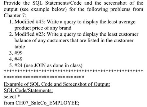 Solved Provide The SQL Statements Code And The S SolutionInn