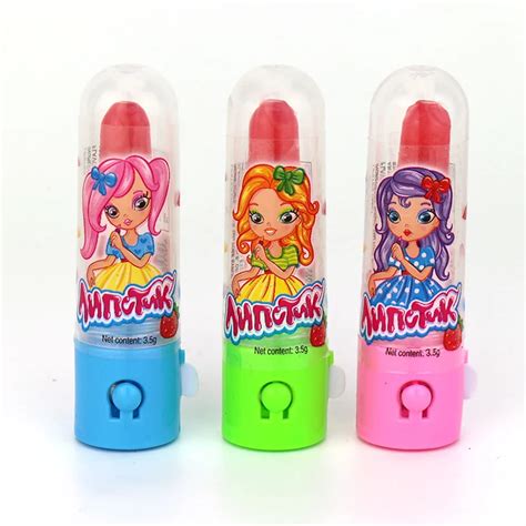 Supply Led Light Up Lipstick Shaped Fruit Flavored Lollipop Toy Candy