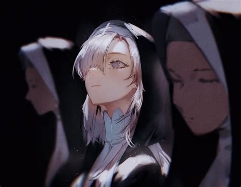 Safebooru 3girls Absurdres Black Background Black Hair Blue Eyes
