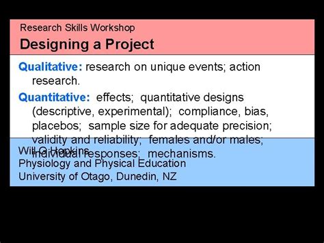 Research Skills Workshop Designing A Project Qualitative Research