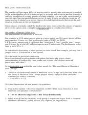 Lab 9 Biodiversity Online Alondra1 Docm BIOL 2406 Biodiversity Lab The Question Of How Many