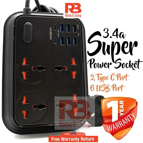 3 4a Moxom Power Socket Extension Power Extension Power Socket Power Extension Usb Socket