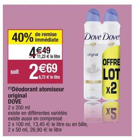Promo Déodorant Atomiseur Original Dove chez Migros France iCatalogue fr