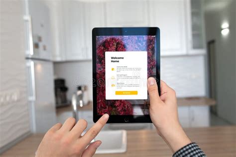 Man Hands Holding IPad Pro Space Gray With App Home Editorial Stock Photo Image Of Remote