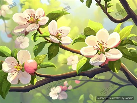 Ai创作图手绘苹果花桃花杏花 桃林插画 苹果花绘画 手绘苹果花 春暖花开插画 唯美苹果花 苹果花素材 春天樱花插画 梦幻苹果花 樱桃枝插画 鼠绘花枝 果树花素材 桃树插画 茂密果树开花 桃花运
