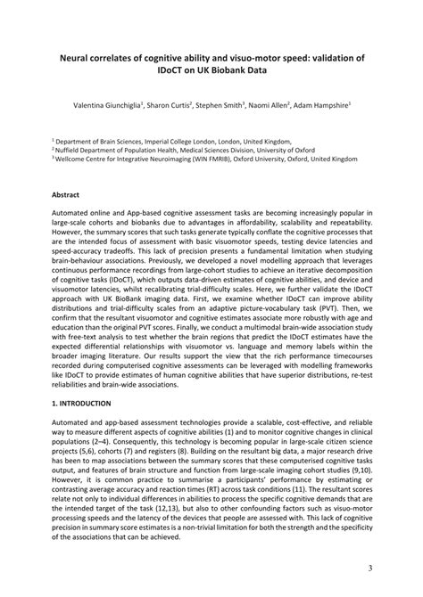 Pdf Neural Correlates Of Cognitive Ability And Visuo Motor Speed Validation Of Idoct On Uk