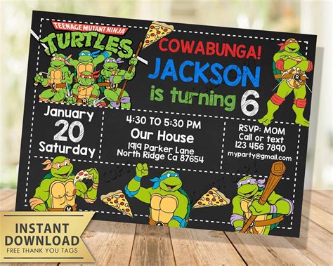 Ninja Turtle Invitation Template