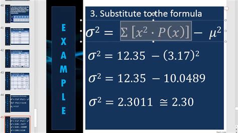 variance and standard deviation of discrete random variable youtube