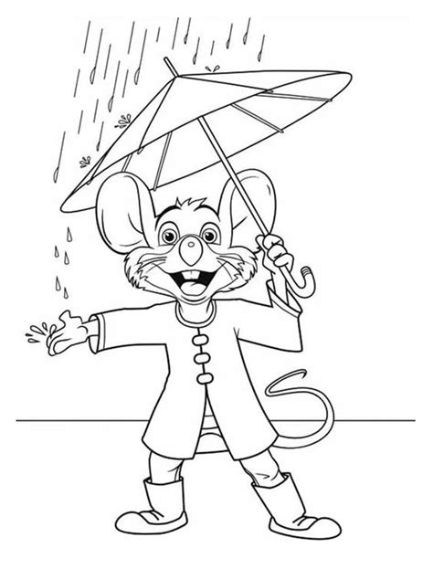Chuck E Cheese With Umbrella Coloring Page Download Print Or Color