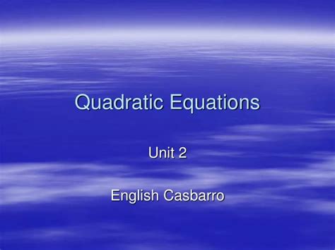 Ppt Quadratic Equations Powerpoint Presentation Free Download Id