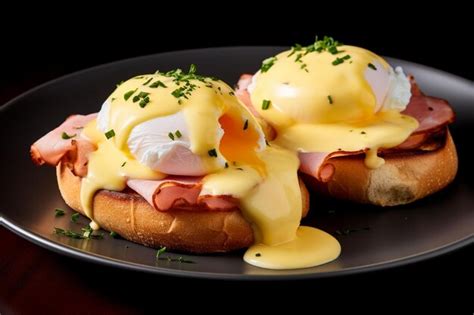 Premium Photo Eggs Benedict Brunch Black Background