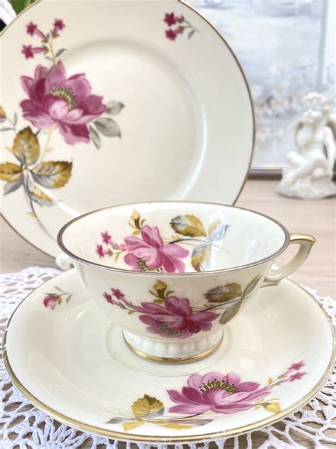 Фарфоровая чайная тройка чашка блюдце и тарелка Schönwald Porcelain Германия фарфор Id