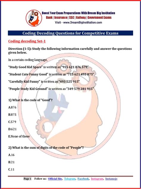 Coding Decoding Questions For Competitive Exams Pdf Communication