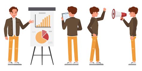 사업가 캐릭터 벡터 디자인 세트 다양한 행동으로 프리젠 테이션 사무실 계획 사고 및 경제 분석에서 일하는 사람들 컴퓨터에 대한