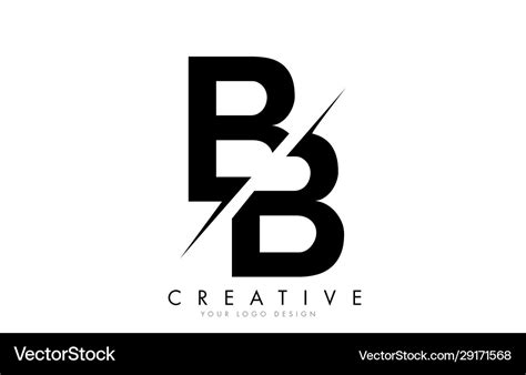 Bb B B Letter Logo Design With A Creative Cut Vector Image
