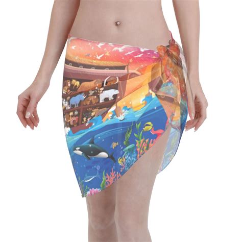 Junzan Women Chiffon Short Sarongs Cover Ups Beach Swimsuit Wrap Skirt