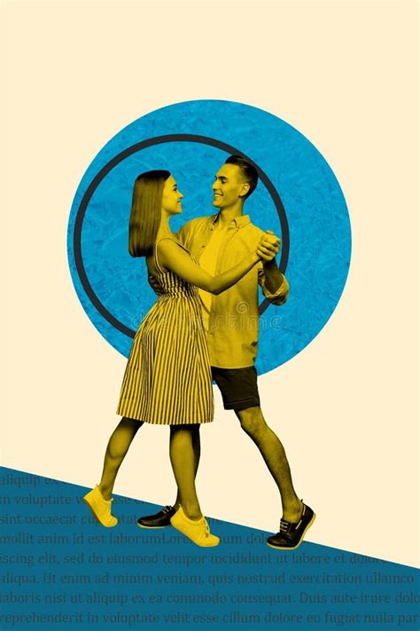 Poster Image Vertical Photo Collage Of Happy Girl Guy Couple Dance