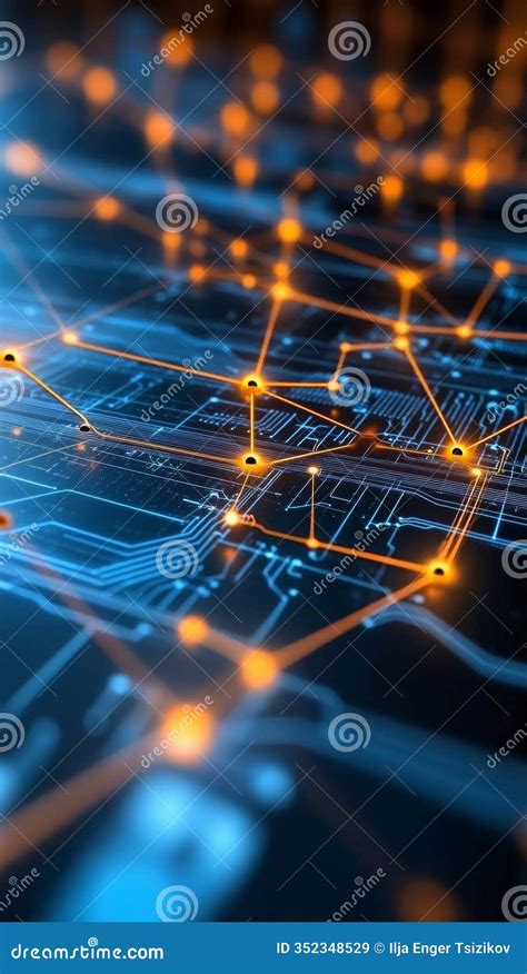 Minimalistic Digital Blueprint Background With Abstract Circuit