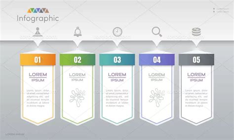 وکتور اینفوگرافیک ۵ مرحله ای رنگی گرافیک با طعم تربچه