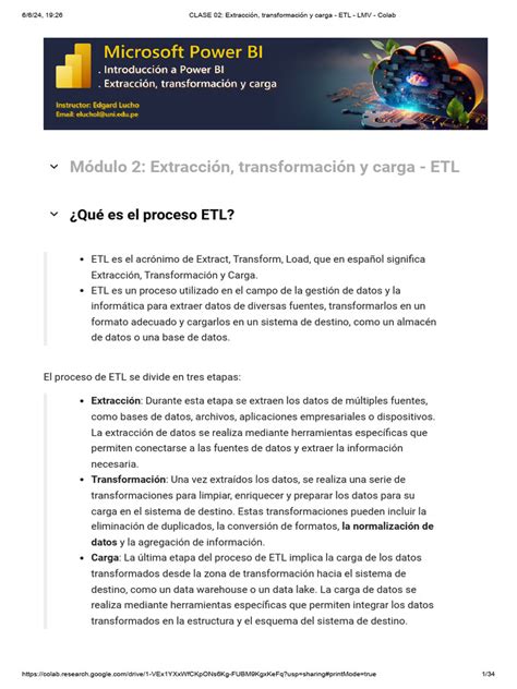 Clase 02 Extracción Transformación Y Carga Etl Lmv Colab Pdf