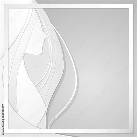 Woman Long Hair Silhouette Head And Half Upper Body Side View With