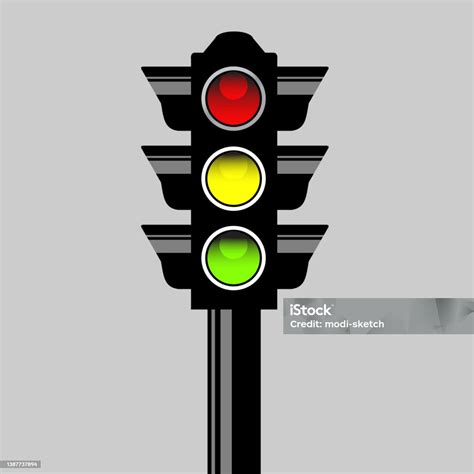 Lampu Lalu Lintas Berwarna Hijau Merah Dan Kuning Ilustrasi Stok