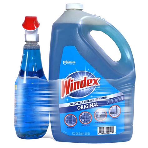 Windex Original Glass Cleaner 32 Fl Oz Spray Bottle And 176 Fl Oz Refill
