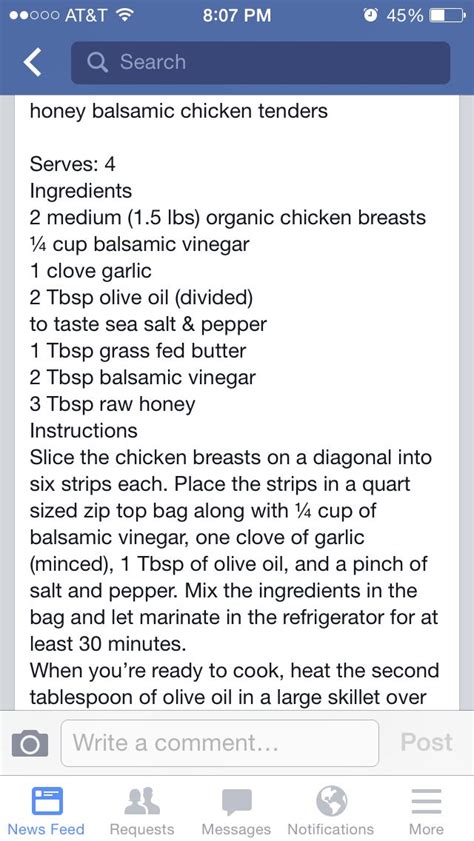 Honey Balsamic Chicken Tenders Recipe