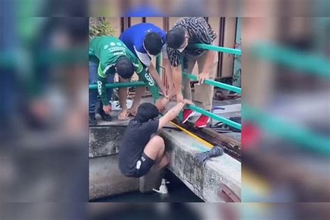 猫咪不慎掉进水里，男子直接用脚趾将其救起脚趾男子猫咪