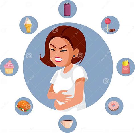 吃快餐的妇女便秘矢量图 向量例证 插画 包括有 疾病 医疗 腹泻 一滴 食物 正横 问题 251833119