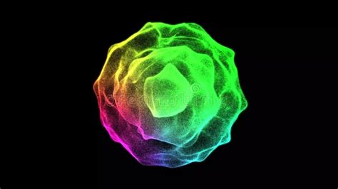 3D Abstract Multicolor Light Particles Audio Waveform On Black