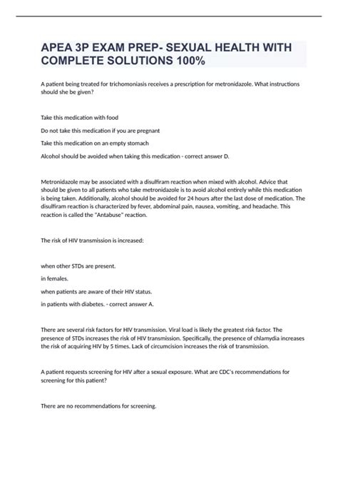 APEA 3P EXAM PREP SEXUAL HEALTH WITH COMPLETE SOLUTIONS 100 3p Stuvia US