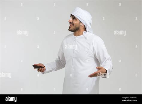 Emirati Man Talking On His Mobile Stock Photo Alamy