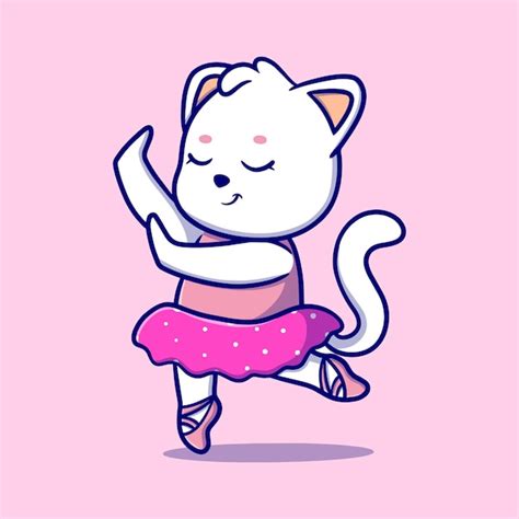 Premium Vector Cute Dancing Cat Cartoon Icon Illustration T