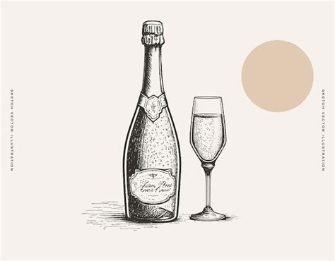 Botella De Vino Y Copa De Vino Vector Premium