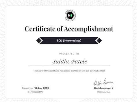 siddhi patole on linkedin hackerrankcertified sql
