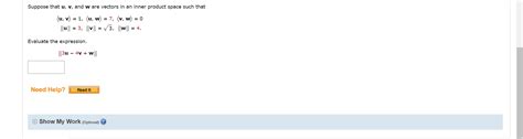 Solved Suppose That Uv And W Are Vectors In An Inner