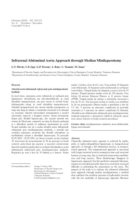 Pdf Infrarenal Abdominal Aorta Approach Through Median Minilaparotomy