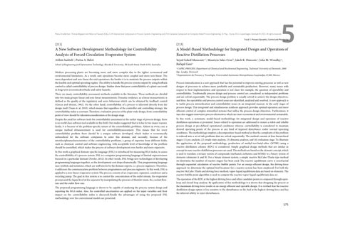 Pdf A Model Based Methodology For Integrated Process Design And Operation Of Reactive