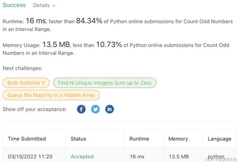 Python Leetcode 1523：count Odd Numbers In An Interval Rangegiven